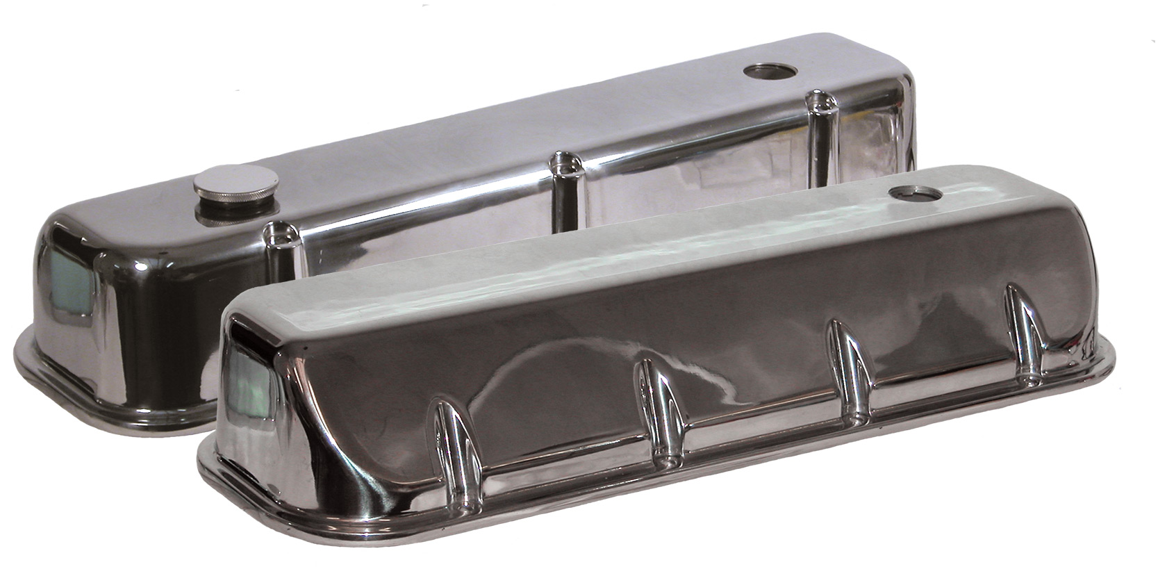Xtreme Series Valve Covers, Polished with 3 Holes Machined, 1 with a ...