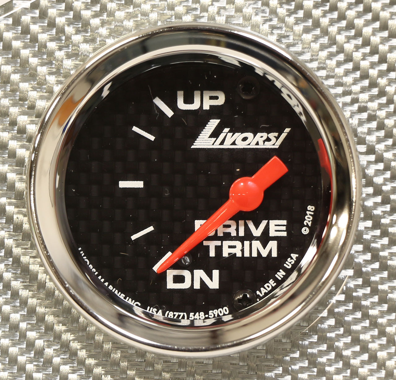 CP Performance - 2-1/16" Electric 10-90 OHM Mercury Trim Gauge, Carbon Fiber Face, Polished SS ...