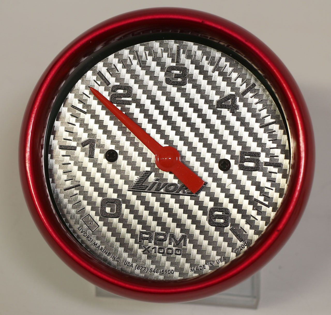 CP Performance - 3-3/8" 0-6000 RPM Tachometer, Silver Fiber Face, Red ...