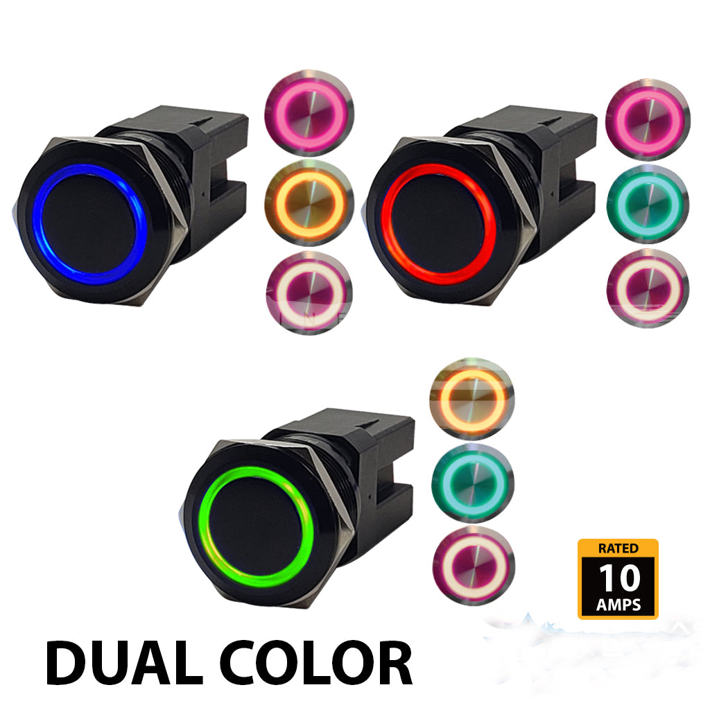 CP Performance - Marine Push Button Switch - Dual Color - 10A - Black ...